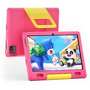 Kunleba Kids Tablet 10.1 Inch Andriod 11 Tablet for Kids Quad Core 32GB ROM 6000mAh Wi-Fi Bluetooth Tablets PC (Pink)