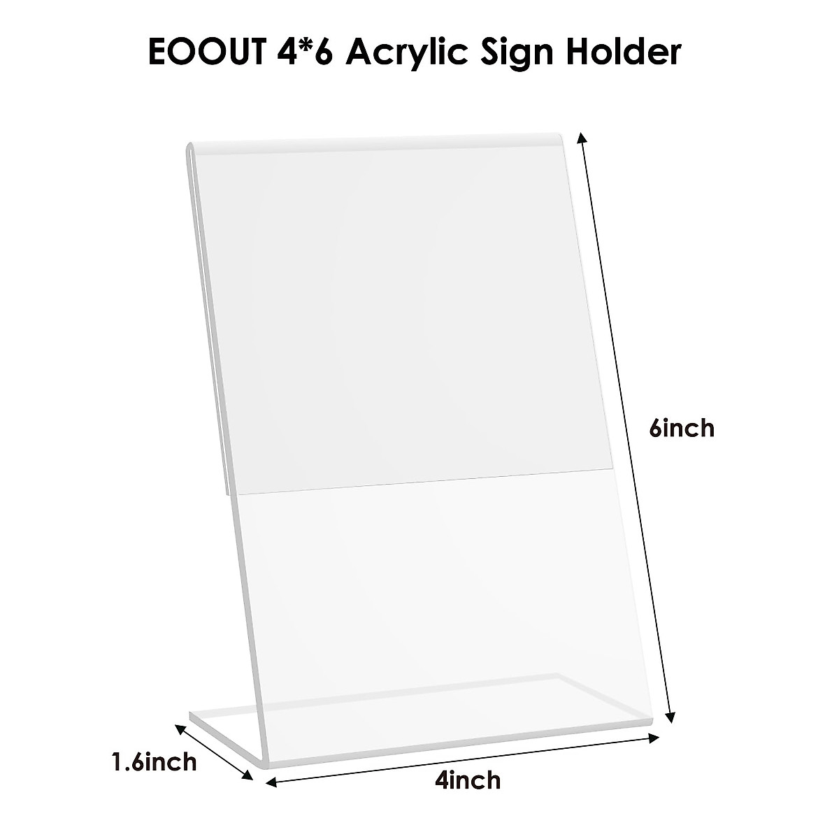 EOOUT Acrylic Sign Holder 4x6 Inches, 16 Pack Plastic Flyer Display Holder, Slant Back Clear Paper, Document Menu Table Transparent Stand for Office, Store, Restaurant