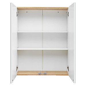 fuhan White MDF Painting Particle Board Bathroom Storage Cabinet, Stylish Pantry Wall-Mounted Cupboard Cabinet w/Adjustable Shelves Double Mirror Door for Living Room Kitchen Hallway