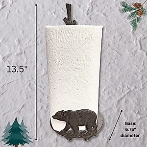 Paper Towel Holder with Standing Bear Design - Cast Iron Rustic Cabin Lodge Dining Kitchen Décor