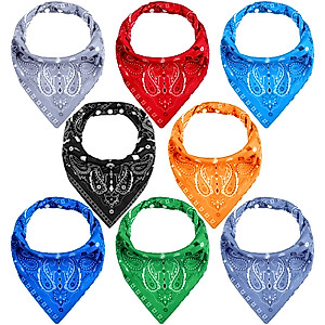 Jiuguva 8 Pack Adults Drool Bandana Bibs Paisley Soft Bibs Set Large Neutral Bibs Special Needs Bibs Set Absorbent Bibs Set for Men Women Elderly 8 Colors