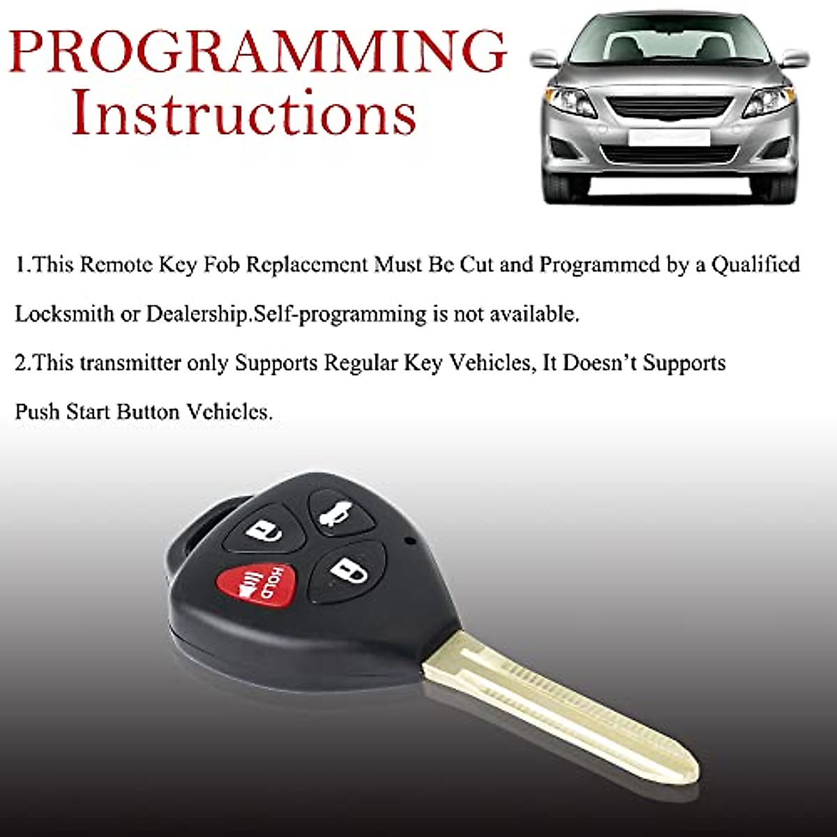Key Fob Remote Replacement Fits for Toyota Camry 2007 2008 2009 2010 2011/Corolla 2009-2010 HYQ12BBY Keyless Entry Remote Control 89070-06232