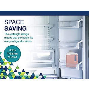 Arrow 1 Gallon Plastic Jug for Cold Drinks - Refrigerator Bottle with Cap, Easy-Pour Spout and Graduated Markings - Made in USA, BPA Free Plastic - Ideal for Water, Iced Tea, Juice, Milk