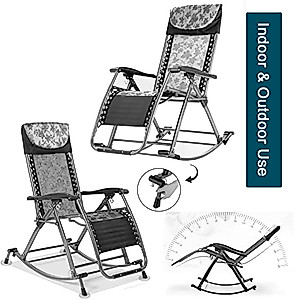 HAicom Rocking Lounge Chair, Patio Rocker Chair, Living Room Chair Outdoor Garden Furniture Patio Porch Rocker Relaxing Chair, Rattan Reclining Deck Chair (A)