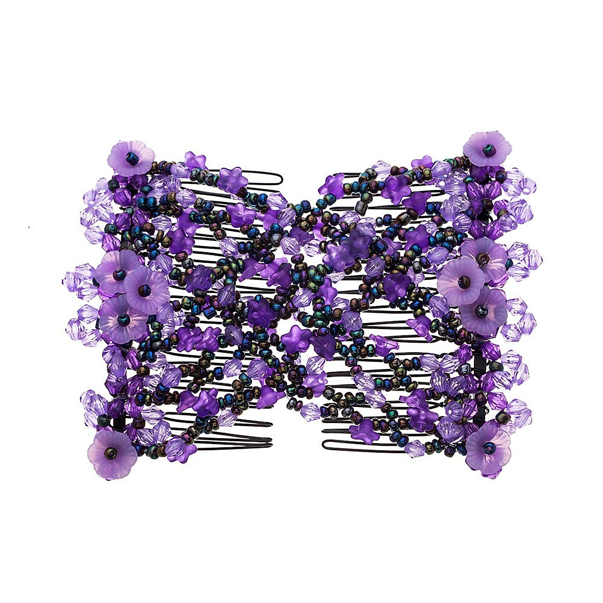 LOVEF 3pcs Magic Beads Elastic Double Hair Comb Clip Stretchy Hair Combs Clips Fashion Hair Style Hairpin Magic Hair Combs Headbands