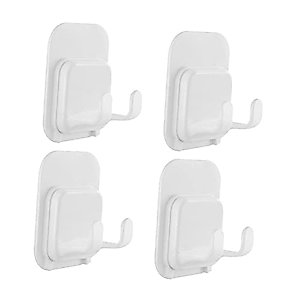 Angoily 4pcs Paste Hook Wall Clothes Rack Razor Hanging Holder Shower Shaver Hooks Adhesive No Punching Abs White