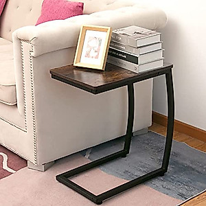 AZL1 Life Concept Utility Sofa End Living Room, Vintage Accent Couch Side Pocket, C Shaped Table for Coffee Snack Laptop