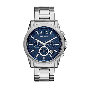 A｜X ARMANI EXCHANGE Men's Chronograph Silver-Tone Stainless Steel Bracelet Watch (Model: A|X2509)