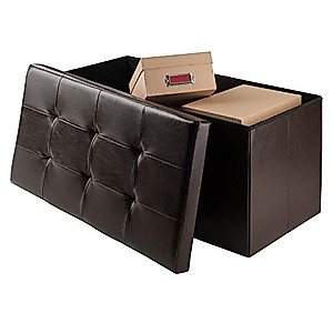 Winsome Furniture piece Ashford Ottoman with Storage Faux Leather, Espresso