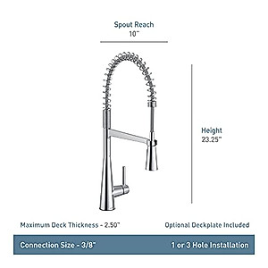 Moen Sleek Spot Resist Stainless One Handle Farmhouse Spring Pulldown Kitchen Faucet with Power Boost for a Faster Clean, 5925SRS