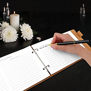 Funeral Guest Book for Memorial Service, Black Leather Celebration of Life Guest Book with Pen, 120 Pages Loose-leaf In Loving Memory Funeral Registry Sign in Book for Mourning Honoring Loved Ones
