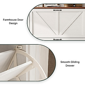 Smart FENDEE Shoe Cabinet, Shoe Storage Cabinet with 2 Flip Drawers, Narrow Shoe Cabinet Storage for Entryway, Farmhouse Shoe Organizer Cabinet with Wooden Feet, Slim Shoe Rack Cabinet, White