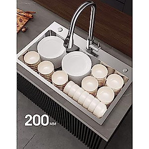 Single Bowl Stainless Steel 304 Kitchen Sink, Rectangular, with Drain Strainer and Accessories,Sink Drop-in Or Undermount