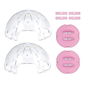 WishLotus Hamster Ball, Running Hamster Wheel 14cm Small Pet Plastic Cute Exercise Ball Golden Silk Shih Tzu Bear Jogging Wheel Toy Relieves Boredom and Increases Activity (Pink)