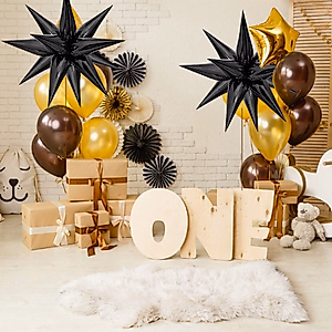 ZAKVOOR 60 Pcs Star Balloons 12 Spike Foil Explosion Party Decoration Balloons for Halloween Graduation Birthday (Black)