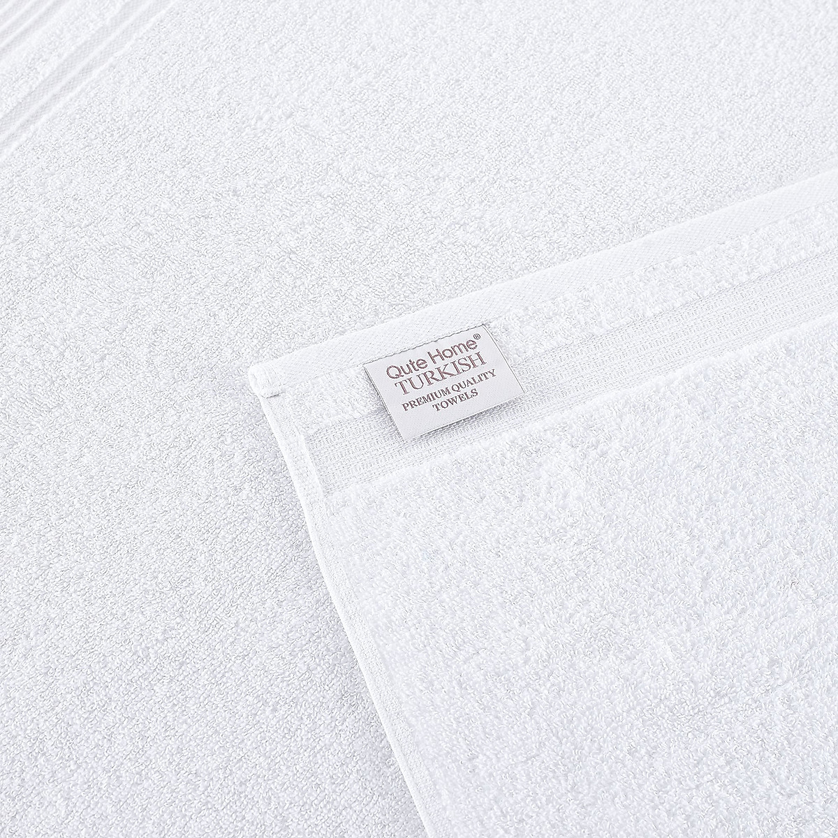 Qute Home 4-Piece Washcloths Towels Set, 100% Turkish Cotton Premium Quality Towels for Bathroom, Quick Dry Soft and Absorbent Turkish Towel, Set includes 4 Wash Cloths (White)