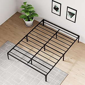 IDEALHOUSE 14 Inch Queen Metal Platform Bed Frame No Box Spring Needed, Bed Frame Queen Size with Heavy Duty Steel Slat Mattress Foundation, Noise Free, Easy Assembly