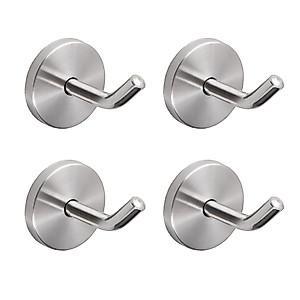 NELXULAS Brushed Stainless Steel Single Heavy Duty Long coat hook robe hanger Wall Mount Hook, Fit for kitchen,Bedroom,Living room, Bathroom,closets and Garage Storage (7-2/3", 2 PCS)