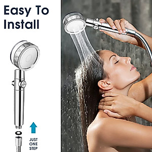 COKOKERT Handheld Power Shower Head,Vortex Shower Head with Filter and Pause Switch,Removable Propeller Driven Shower Head,Water Saving 360 Power Shower Head,Hydro Jet Shower Head…