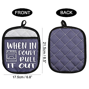 Funny Oven Pads Pot Holder with Pocket for Baker When in Doubt Pull It Out Baking Gift (Pull It Out)