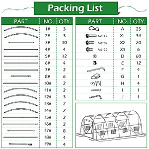 EROMMY 20' x 10' x 7' Greenhouse Large Gardening Plant Hot House Portable Walking in Tunnel Tent, Green House for Outside Winter Heavy-Duty with Reinforced Frame & 8 Screen Windows, Green