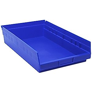 QUANTUM STORAGE SYSTEMS K-QSB110BL-2 2-Pack Plastic Shelf Bin Storage Containers, 17-7/8 inch x 11-1/8 inch x 4 inch, Blue