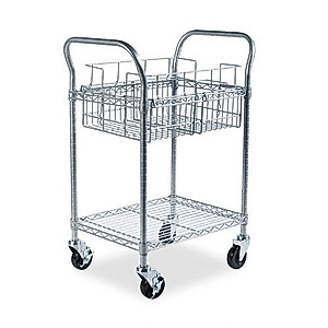 Safco Products 5235GR Wire Mail Cart Holds 75 Legal Folders, Sold Separately, Gray
