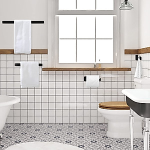 4-Pieces Brass Matte Black Bathroom Hardware Set Includes Towel Ring, Towel Bar, Toilet Paper Holder and Robe Hook