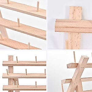 Exceart Thread Storage Rack 30 Spool Cone Foldable Wood Thread Rack Stand Embroidery Machine Holds DIY Bobbin Thread Organizer for Embroidery Craft Sewing Thread Stand Holder