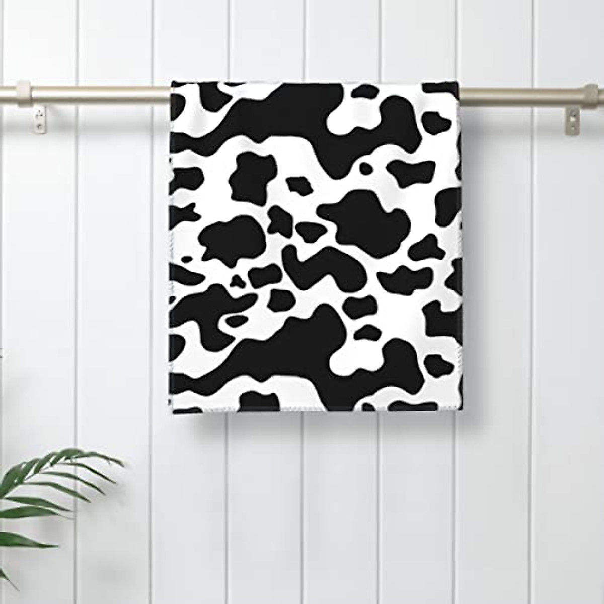 Cafl Black and White Cowhide Texture Hand Towels Cow Print Towels for Bathroom Microfiber Highly Absorbent Face Towels Sport Sweat Towel Gym Yoga Spa Pool 12 x 27.5in