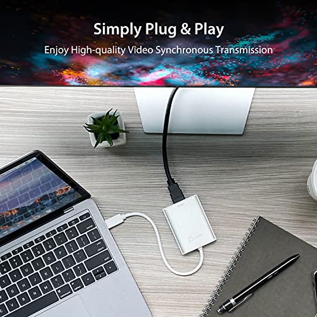 j5create USB 3.0 to 4K HDMI Display Adapter USB 3.0 Male Type-A Connector | HDMI Female Connector | 4K UHD | Resolution Up to 3840 x 2160 @ 30 Hz | Aluminum Housing (JUA354)