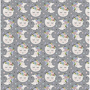 Stesha Party Floral Moon Baby Shower Wrapping Paper - Folded Flat 30 x 20 Inch - 3 Sheets