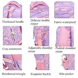 EKUIZAI Colorful Striped Print Elementary Trolley Backpack Primary School Rolling Daypack Carry-on Luggage BookBag with Wheels for Girls