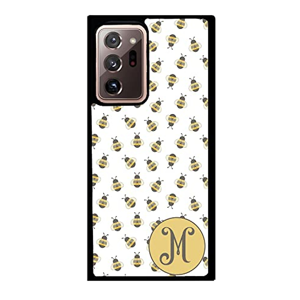 Honey Bumble Bee Personalized Black Rubber Phone Case Compatible With Samsung Galaxy S23 S23+ Ultra S22 S22+ S21 S21FE S21+ S20FE S20+ S20 Note 20 S10 S10+ S10e