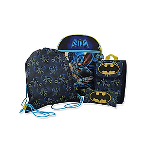 DC Comics Batman Boys 16" Backpack 5 piece School Set (One Size, Blue)