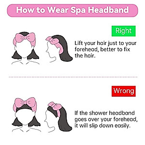 Ondder Spa Headband for Washing Face 8 Pack Pink Skincare Headbands for Women Girls Terry Cloth Cute Bow Head Bands