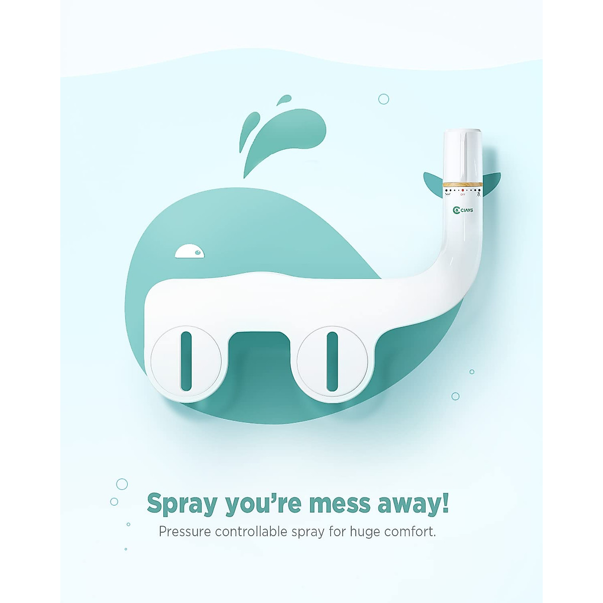 Ciays Bidet Attachment for Toilet Ultra-Slim Bidet Sprayer with Pressure Controls Non-Electric Dual Nozzles for Feminine/Posterior Wash, Bamboo/White Standard