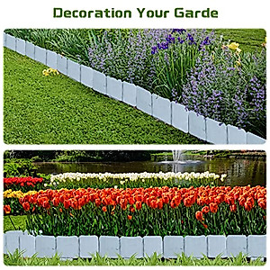 Garden Landscape Edging Border No Dig, 16.4 ft DIY Garden Fence Stone Effect Lawn Edging Plastic Plant Border for Landscape,Flowerbed, Sidewalk,Outdoor Flower Lawn (20 PCS)