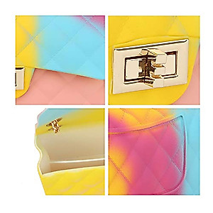 Jelly Purse for Women Rainbow Quilted Crossbody Evening Shoulder bag by Soulfina (Multi I)