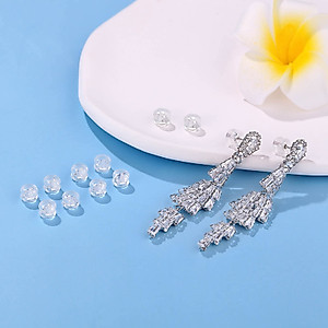 Moconar Sterling Silver Locking Secure Earring Backs for Studs, Silicone Earring Backs Replacements for Studs/Droopy Ears, No-Irritate Hypoallergenice Earring Backs for Adults&Kids