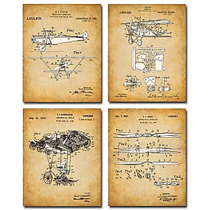 Original Flying Machines v2 Patent Prints - Set of Four Photos (8x10) Unframed - Makes a Great Home and Man Cave Decor and Gift Under $20 for Engineers and Pilots