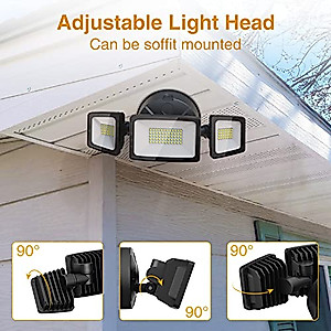 Onforu 2 Pack 60W Flood Lights Outdoor, 6000LM LED Flood Light Outdoor Switch Controlled, IP65 Waterproof Outdoor Flood Light Fixture with 3 Adjustable Heads, 6500K Security Light for Eave Garden Yard