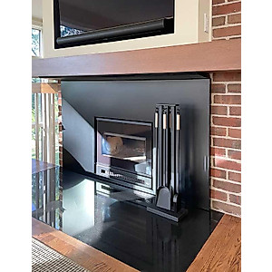 Pilgrim Home and Hearth 18039 Contemporary Fireplace Tool Set, 32" H, 22 Lb, Matte Black with Brushed Steel Handles