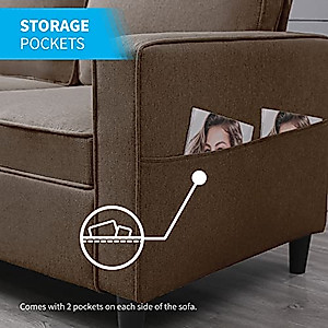 Horgaeo Convertible Sectional Sofa Couch, 3-Seat L-Shaped Couch with Storage Ottoman, Wooden Sofa Legs Modern Linen Fabric Reversible Chaise for Living Room, Bedroom, Apartment (Coffee), 78'' W