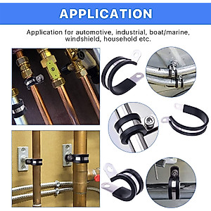 56PCS Large Cable Clamps Assortment Kit,304Stainless Steel Rubber Coated Cushioned Insulated Cable Clamps,Automotive Wire Clamps, Loop Pipe Clamps in 7 Sizes—3/4" 7/8" 1" 1-1/4" 1-1/2" 1-3/4" 2"