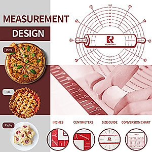 KitchenRaku Silicone Baking Mat, Nonstick Pastry Mat for Rolling Out Dough, Nonslip Macaroons Baking Mat with Measurement Guide, Food-Grade Oven Mat for Cookies, Bread, Pastries, Pie Crust