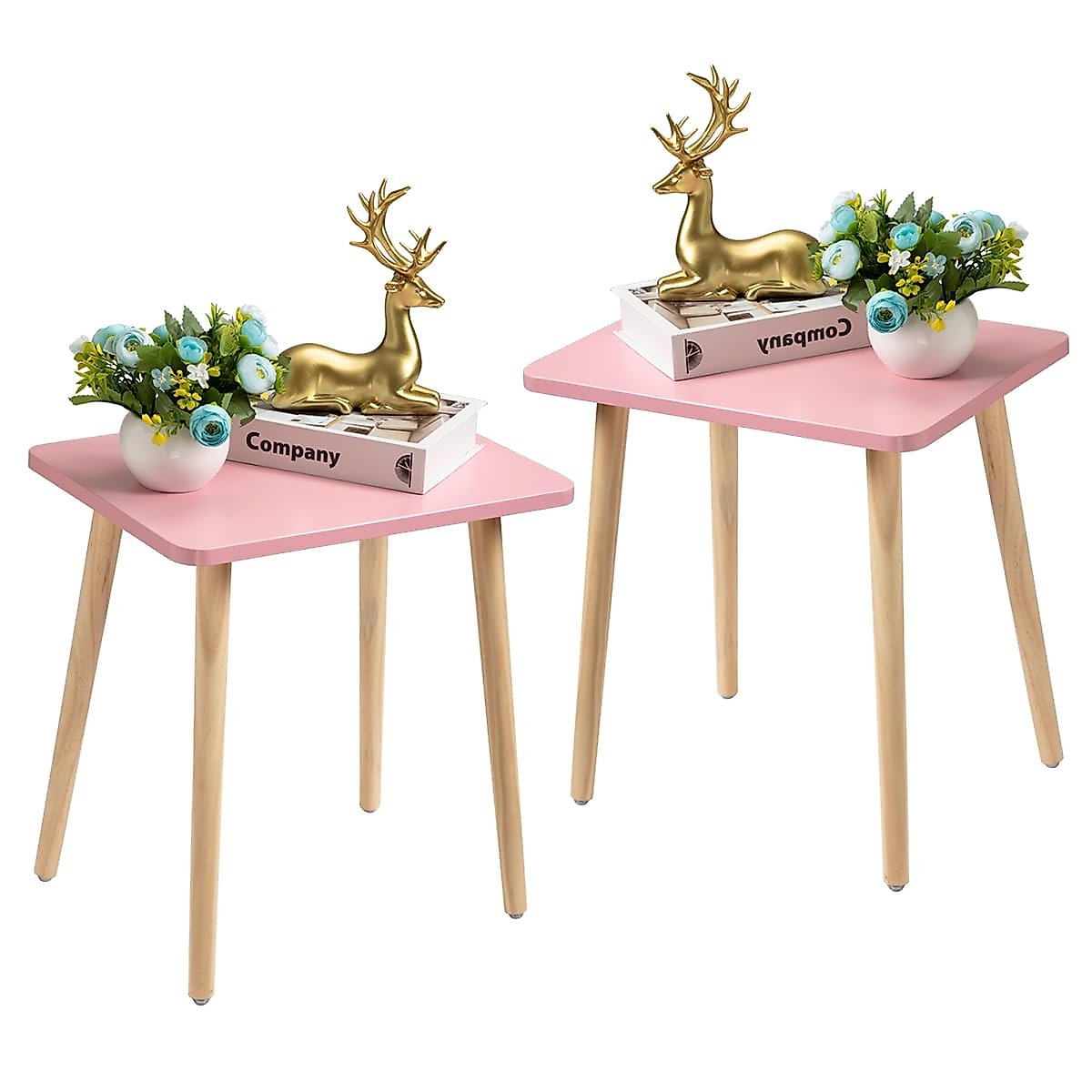 FORAOFUR Side Table Set of 2, Modern Side Table Accent Tables for Small Spaces, Wooden Home Decor, Easy Assembly