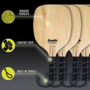 Half Court Size Pickleball Net by Franklin Pickleball - Includes 10ft Net, (4) Paddles, and (6) X-40 USA Pickleball Approved Pickleballs,Red