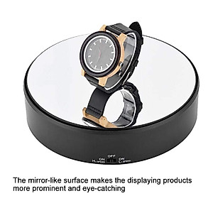 Mirror Surface 360°Rotating Mirrored Display Stand Turntable Show Case for Display Jewelry, Watch, Digital Product,3D and Collectibles 1.5~2KG Load Bearing
