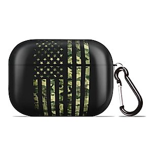 Camo Flag Camouflage for AirPods Case Cover for AirPods Pro, Wireless/Wired Charging Protective AirPods Pro Case with Keychain, Black
